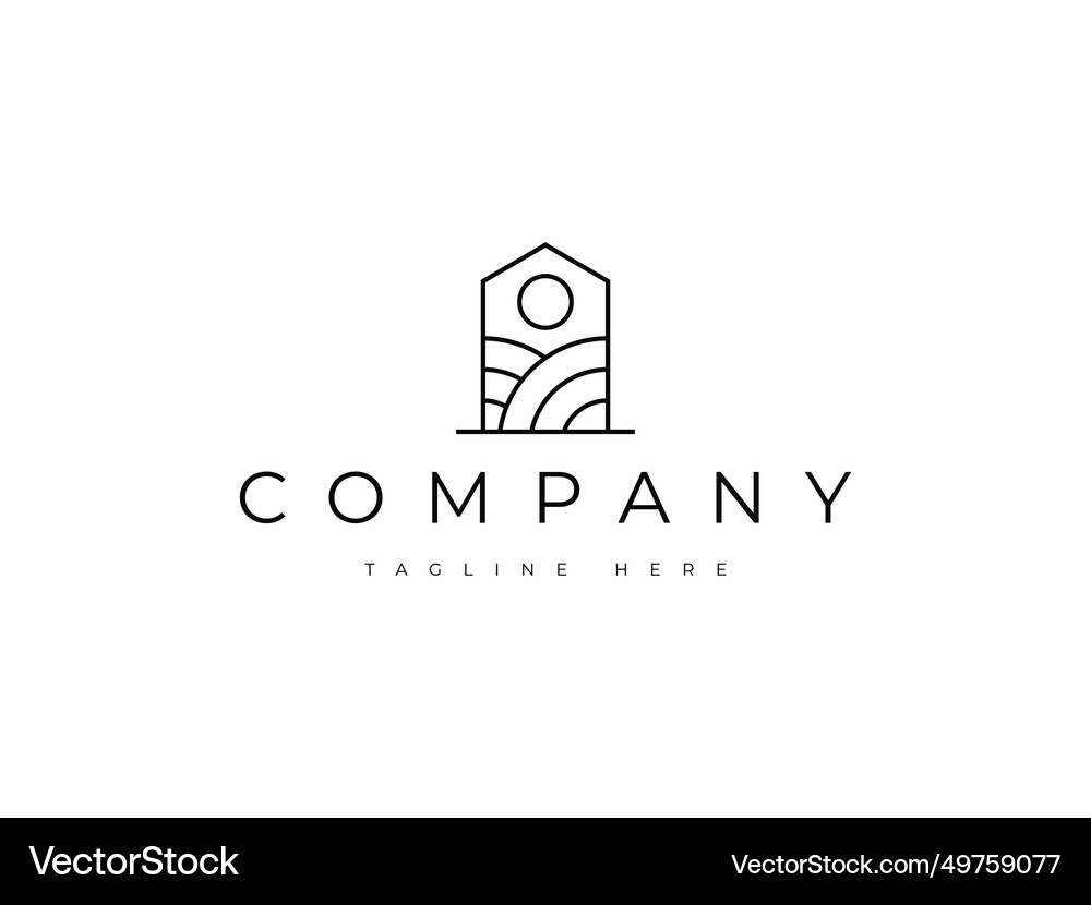 Minimal farm house line logo design Royalty Free Vector