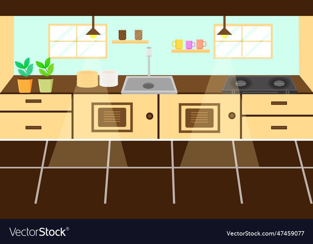 Modern kitchen flat Royalty Free Vector Image - VectorStock