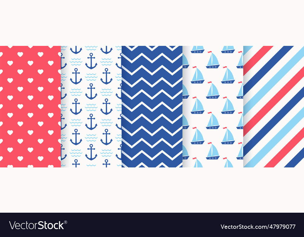 Nautical seamless pattern marine sea backgrounds Vector Image