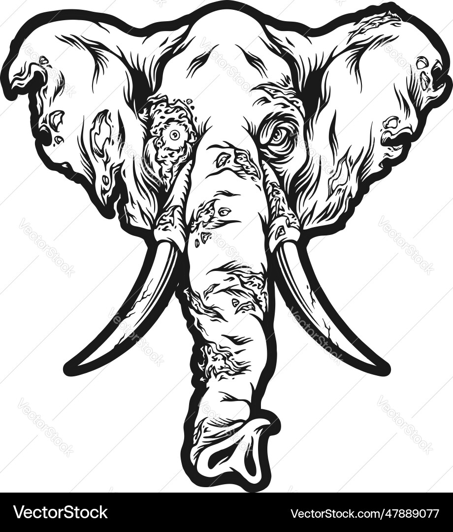 Nightmarish beasts scary elephant head zombie Vector Image