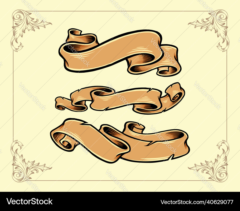 Ribbon classic label banner collections set Vector Image