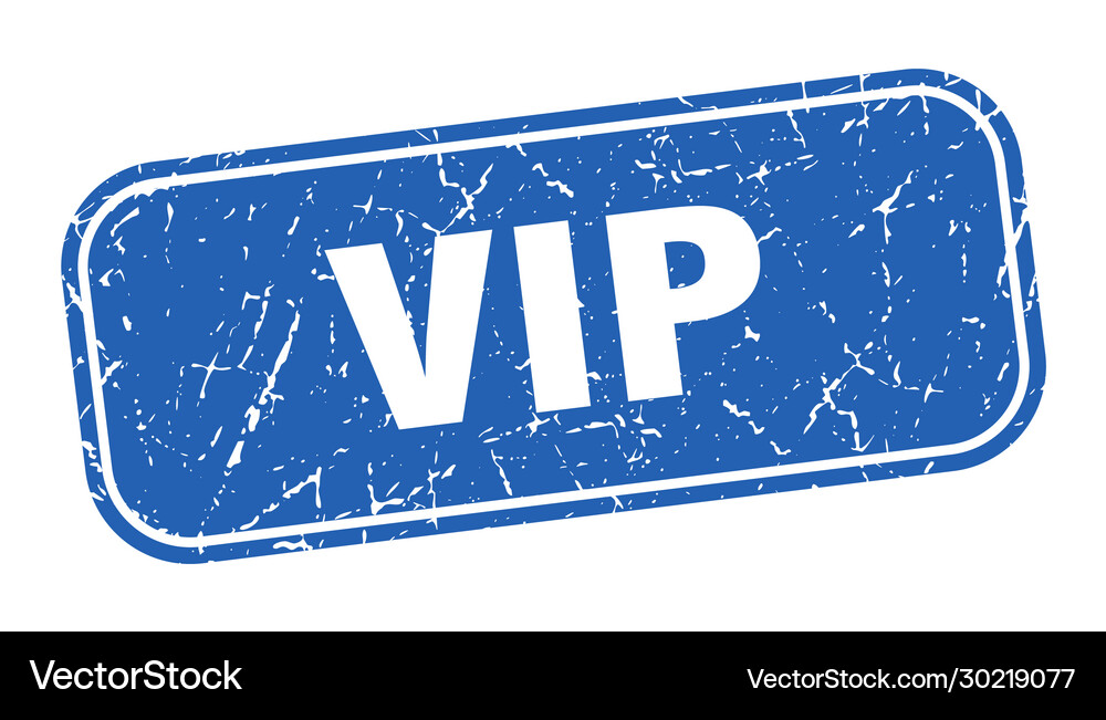 Vip stamp square grungy blue sign Royalty Free Vector Image