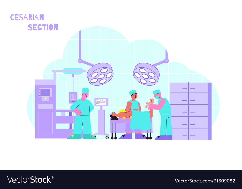 Caesarean section flat Royalty Free Vector Image