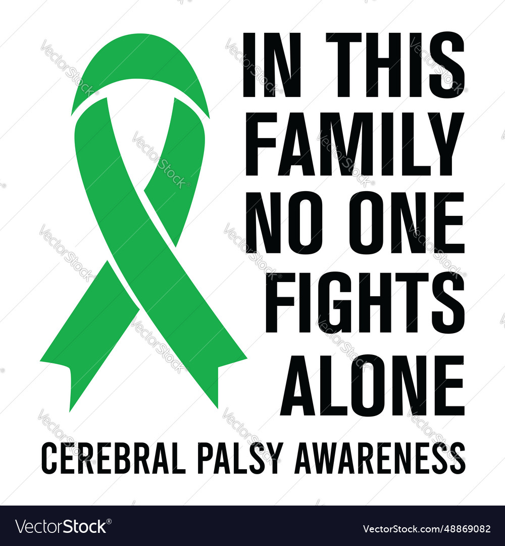 Cerebral palsy awareness green ribbon american Vector Image