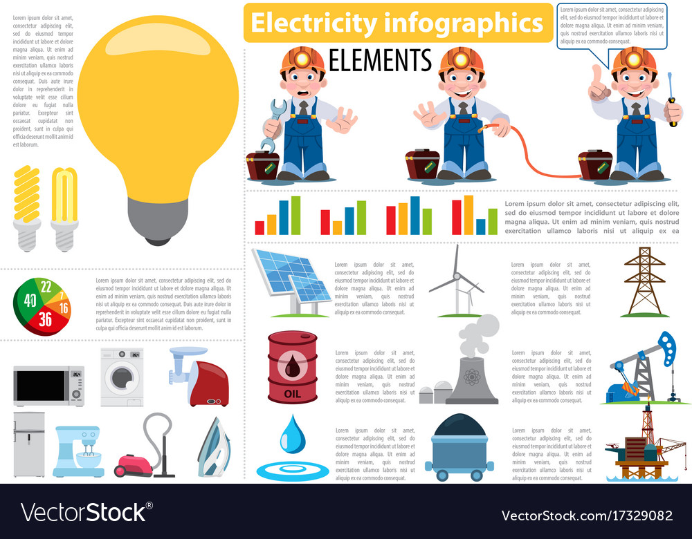 Electricity infographics elements Royalty Free Vector Image