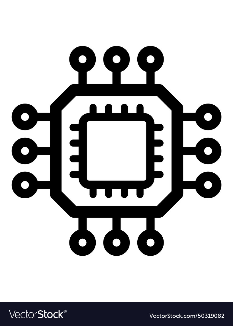 Microchip flat icon isolated on white background Vector Image