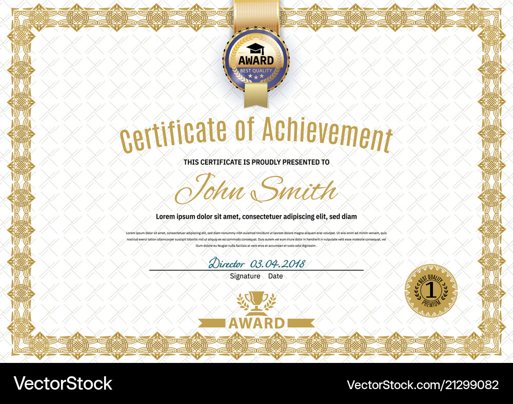 Official white certificate of a4 format with beige