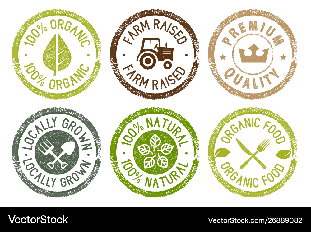 Organic food stickers Royalty Free Vector Image