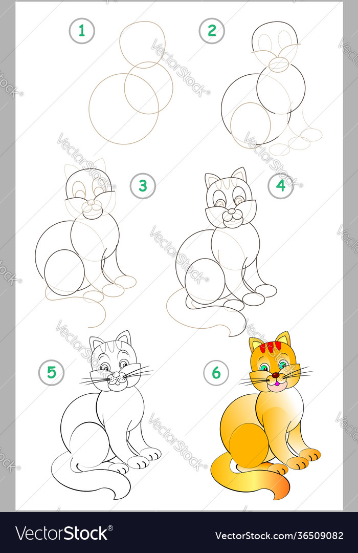 Page shows how to learn step step to draw Vector Image