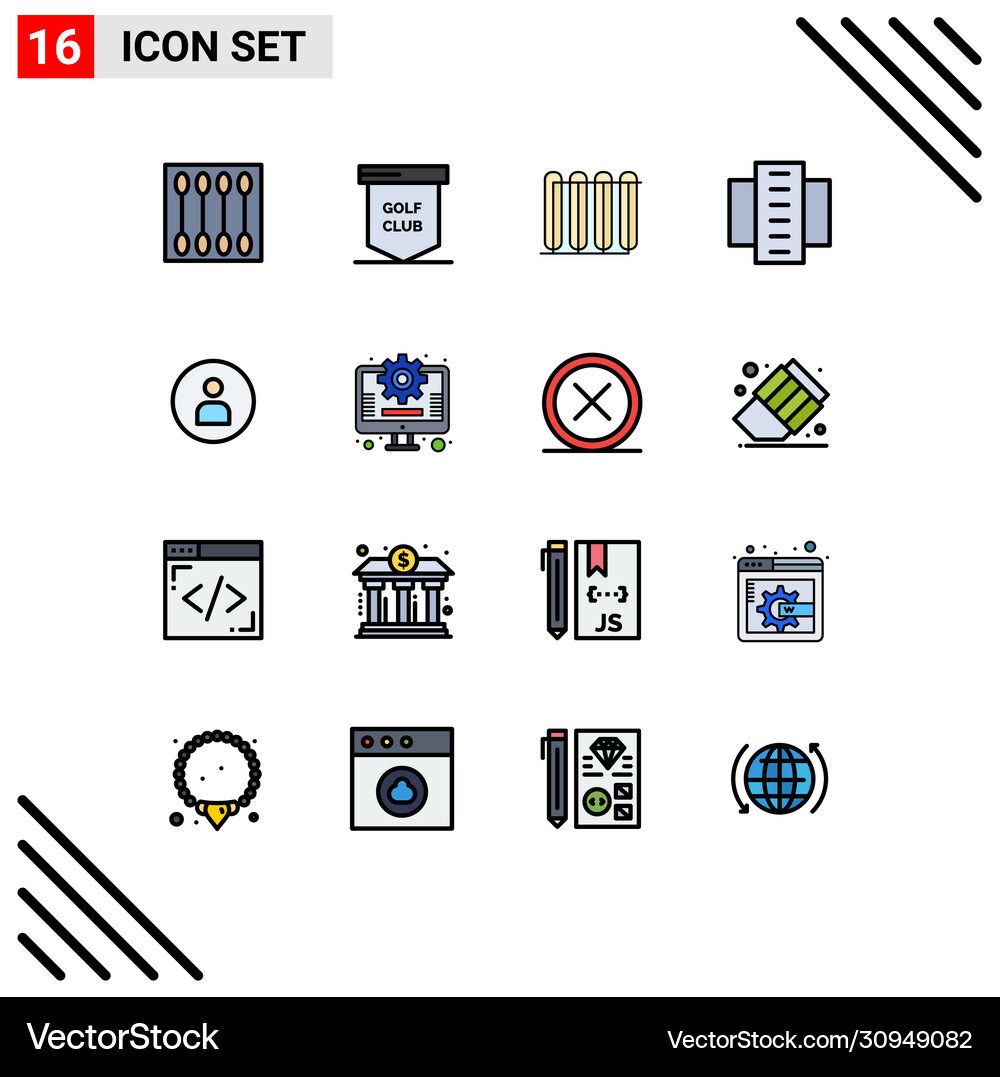 Pictogram set 16 simple flat color filled Vector Image