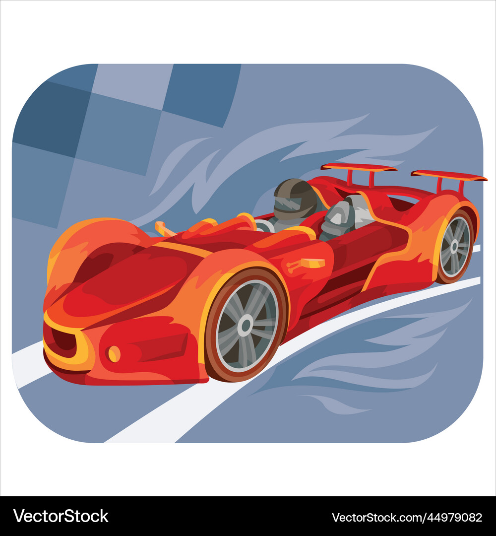Red racing car on a fast track cartoon Royalty Free Vector