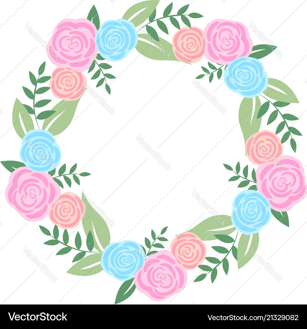Round banner with flowers on white background Vector Image