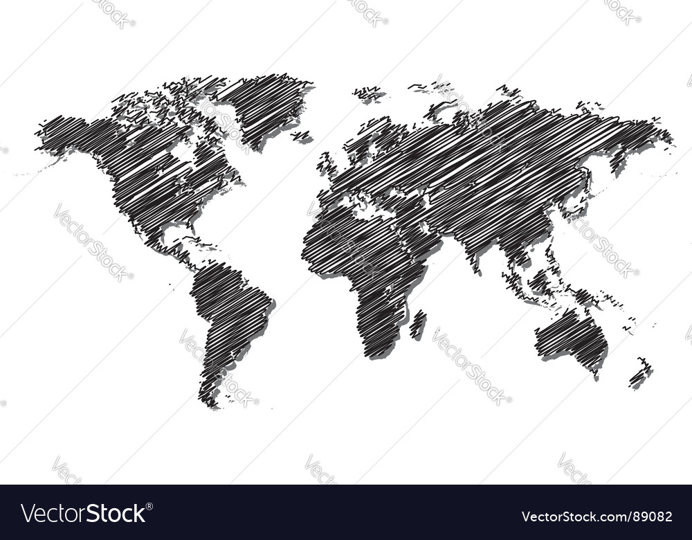 Scribbled world map Royalty Free Vector Image - VectorStock