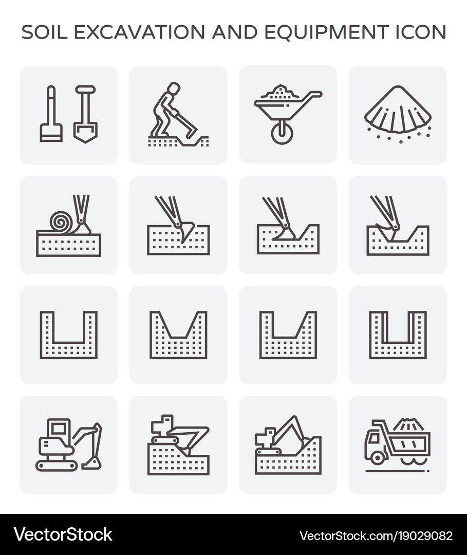 Soil excavation icon Royalty Free Vector Image