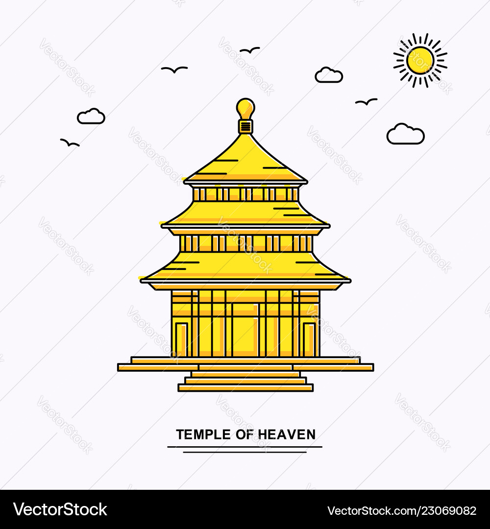 Temple heaven monument poster template world Vector Image
