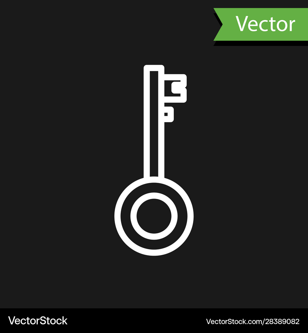 White line pirate key icon isolated on black Vector Image