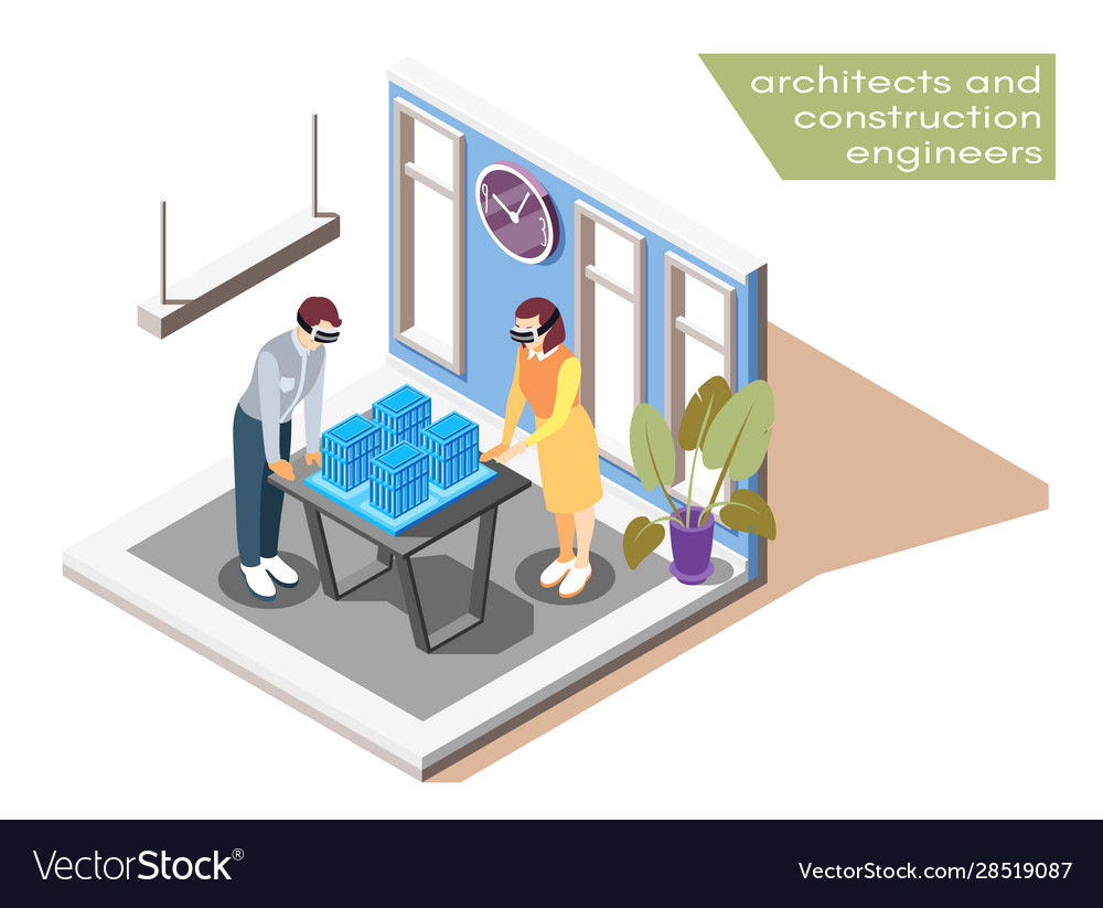 Architects construction engineers composition Vector Image