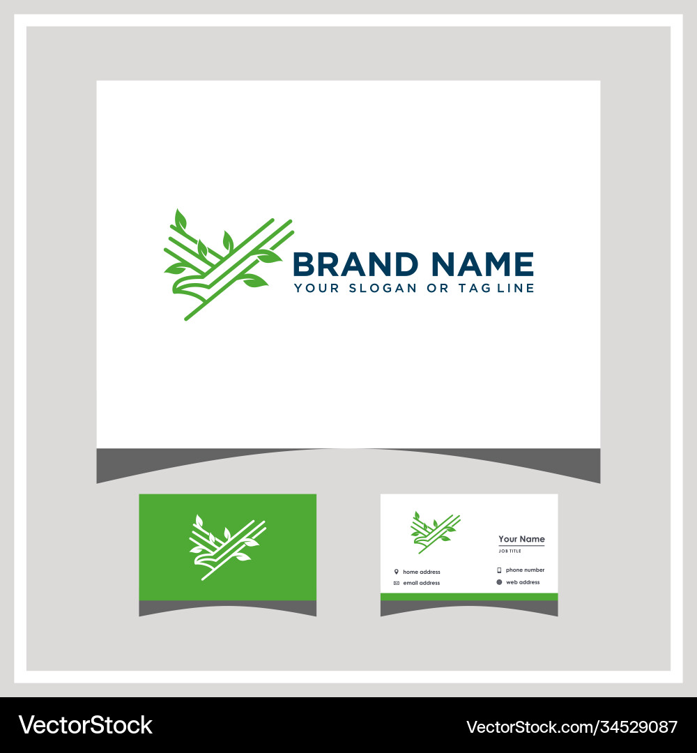 Eagle leaf logo design with a business card Vector Image