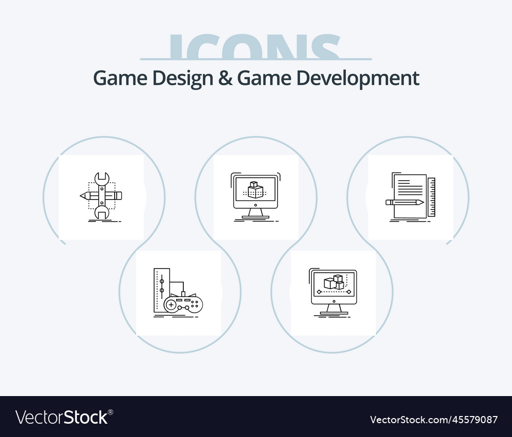 Game design and development line icon pack 5 Vector Image Game design and development line icon pack 5 Vector Image