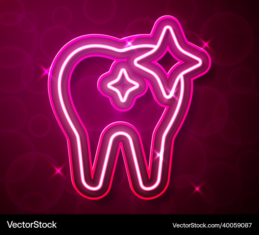Glowing neon line tooth whitening concept icon Vector Image