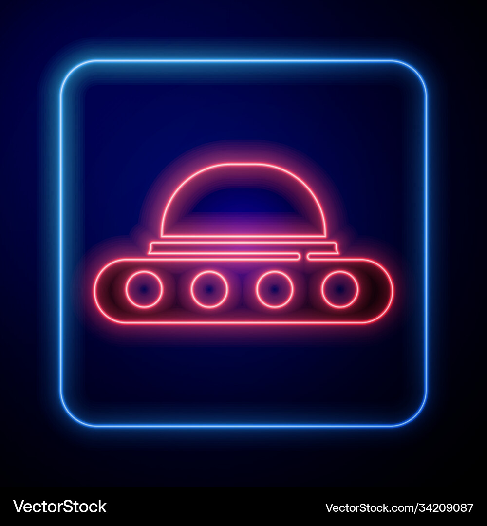 Glowing neon ufo flying spaceship icon isolated Vector Image