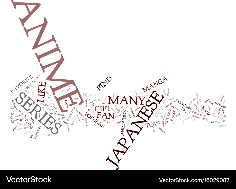 Great gift ideas for the anime fan text Royalty Free Vector