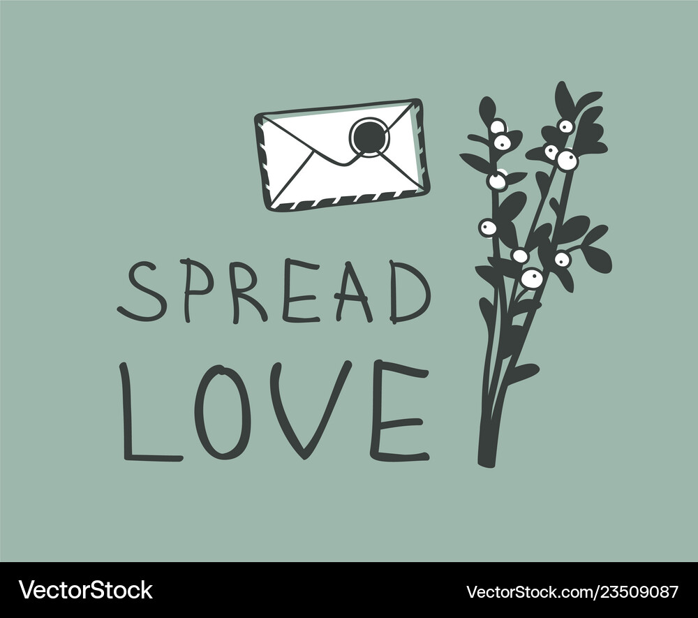Hand drawn christmas mistletoe and letter Vector Image