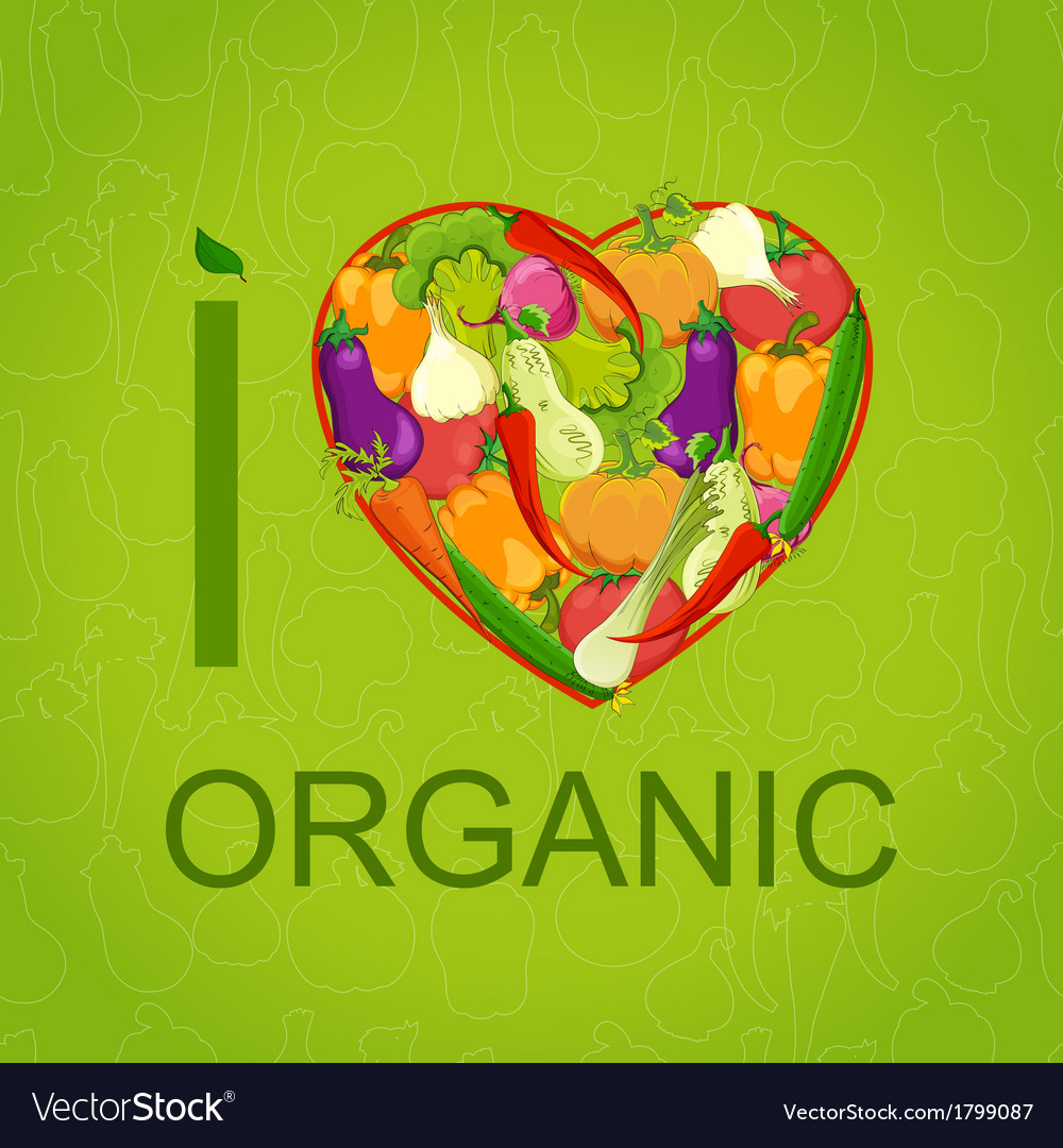 Healthy food concept Heart shape with organic Vector Image