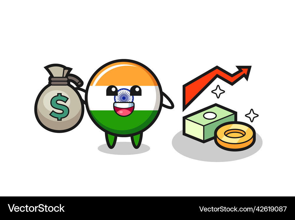 India cartoon holding money sack Royalty Free Vector Image