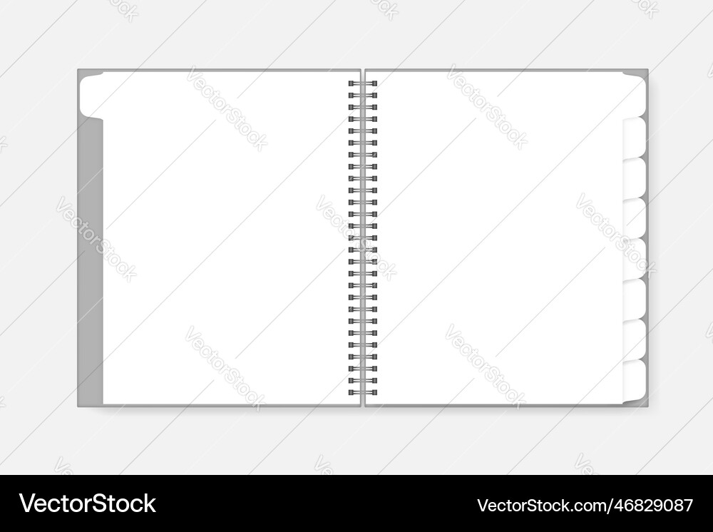 Open blank spiral notebook with tab dividers Vector Image