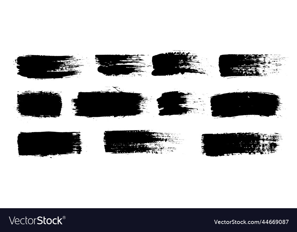 Set of black paint ink brush strokes brushes Vector Image