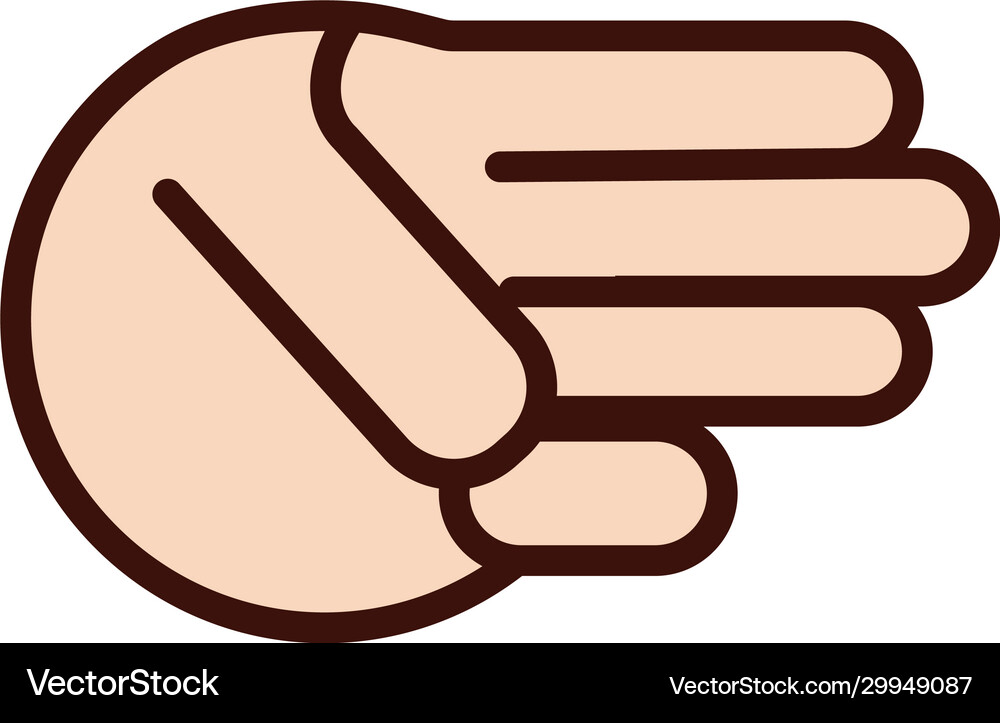 Three hand signal line and fill style Royalty Free Vector