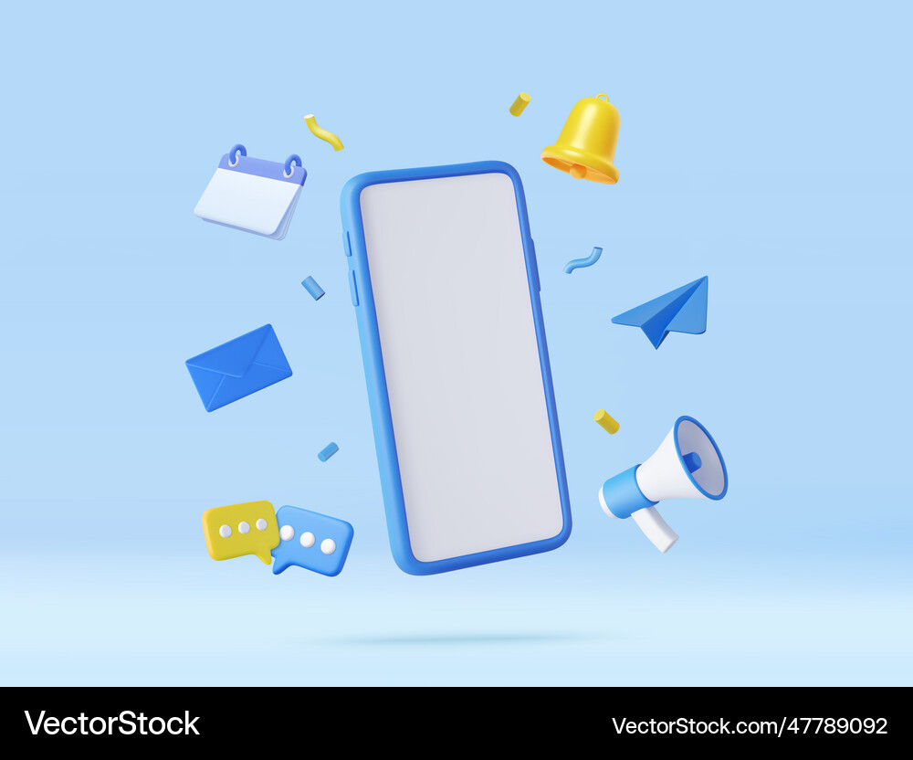 3d phone with business management app Royalty Free Vector