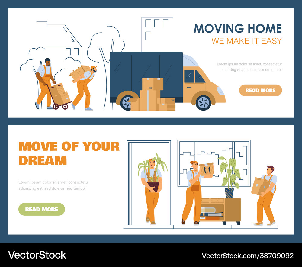 Banners with scenes relocation to new business Vector Image