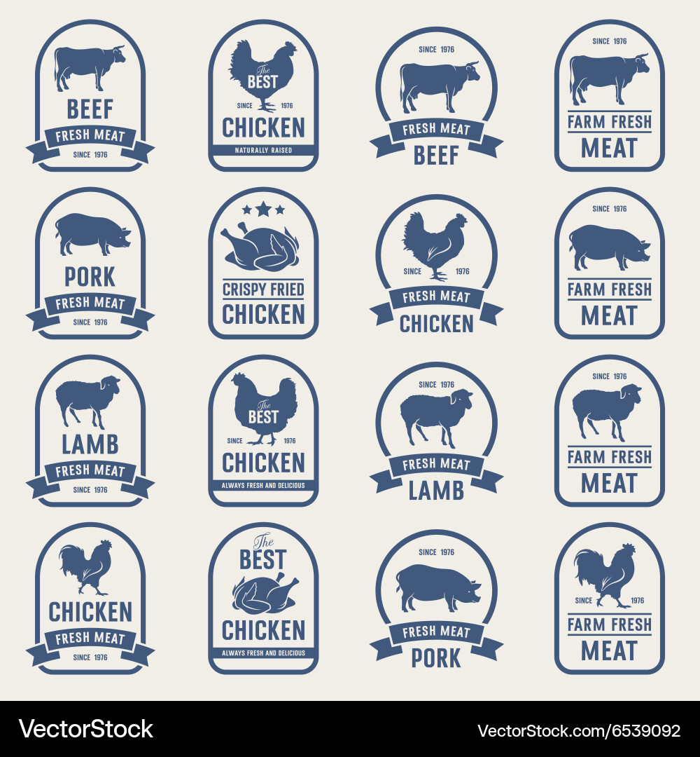 Big set of meat labels 001 Royalty Free Vector Image