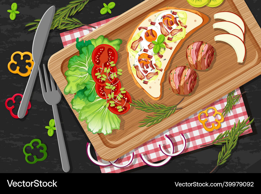 Brunch or breakfast dish in cartoon style Vector Image