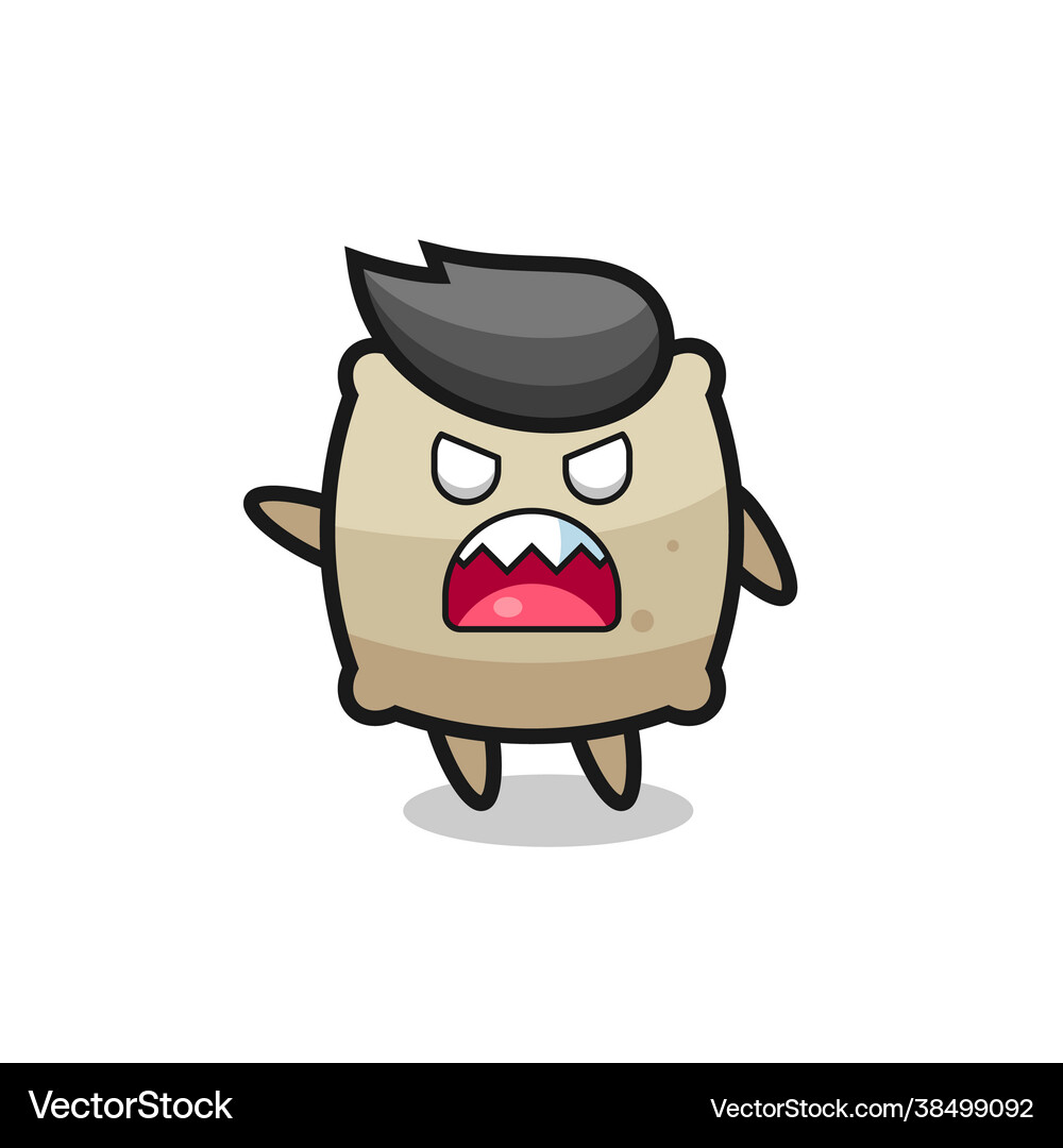 Cute sack cartoon in a very angry pose Royalty Free Vector