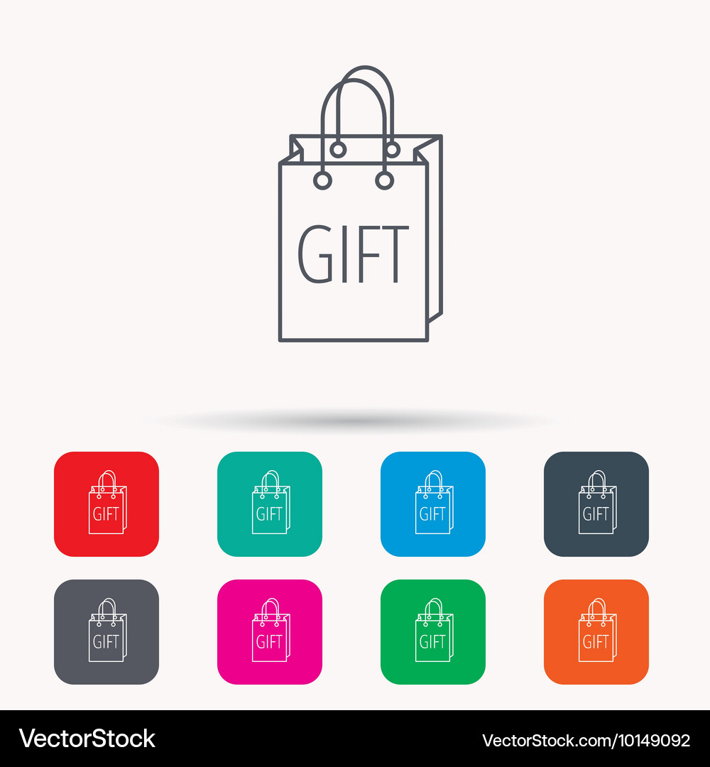 Gift shopping bag icon present handbag sign Vector Image