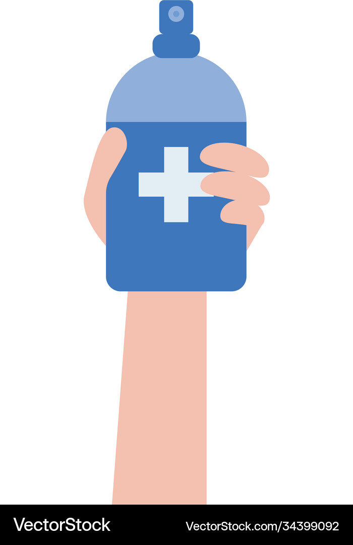 Hand with spray medical product Royalty Free Vector Image