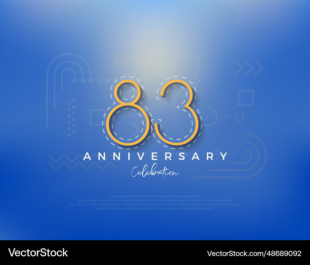 Line art number design for 83rd anniversary Vector Image