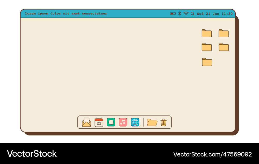 Minimal vintage retro vibe nostalgic os with menu Vector Image
