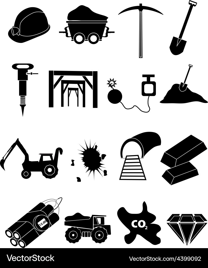 Mining icons set Royalty Free Vector Image - VectorStock