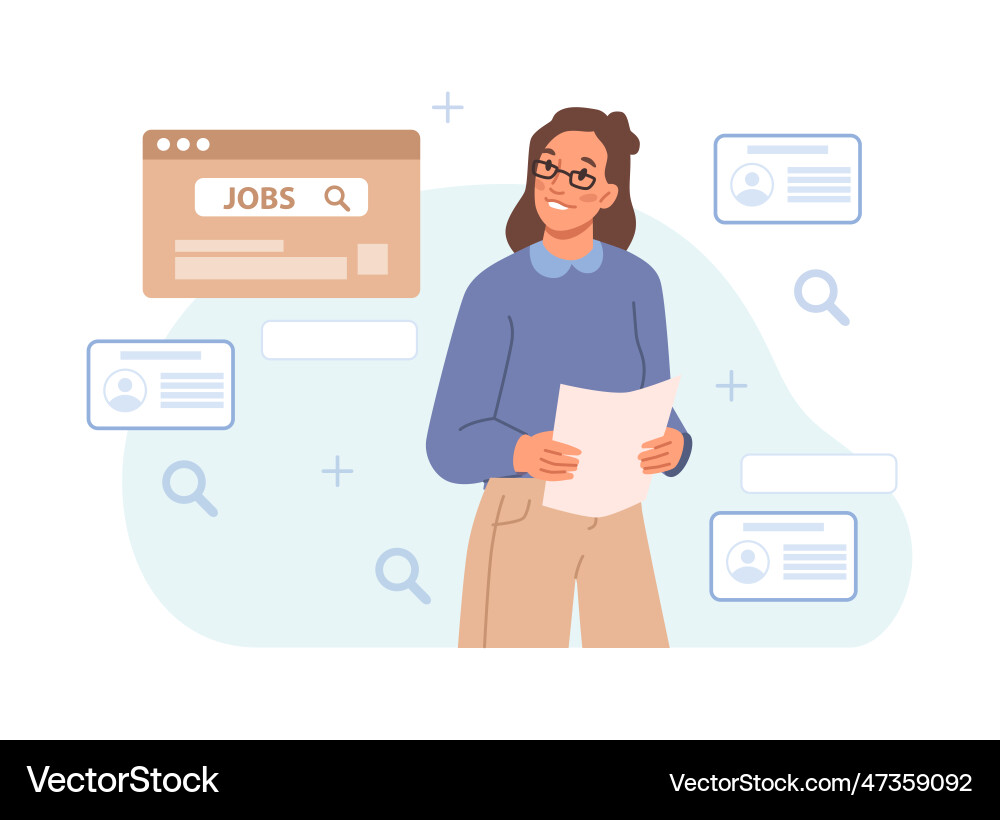 Recruitment agent looking at candidates resume Vector Image