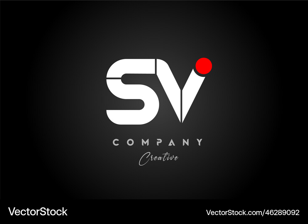 Red white alphabet letter sv s v combination for Vector Image