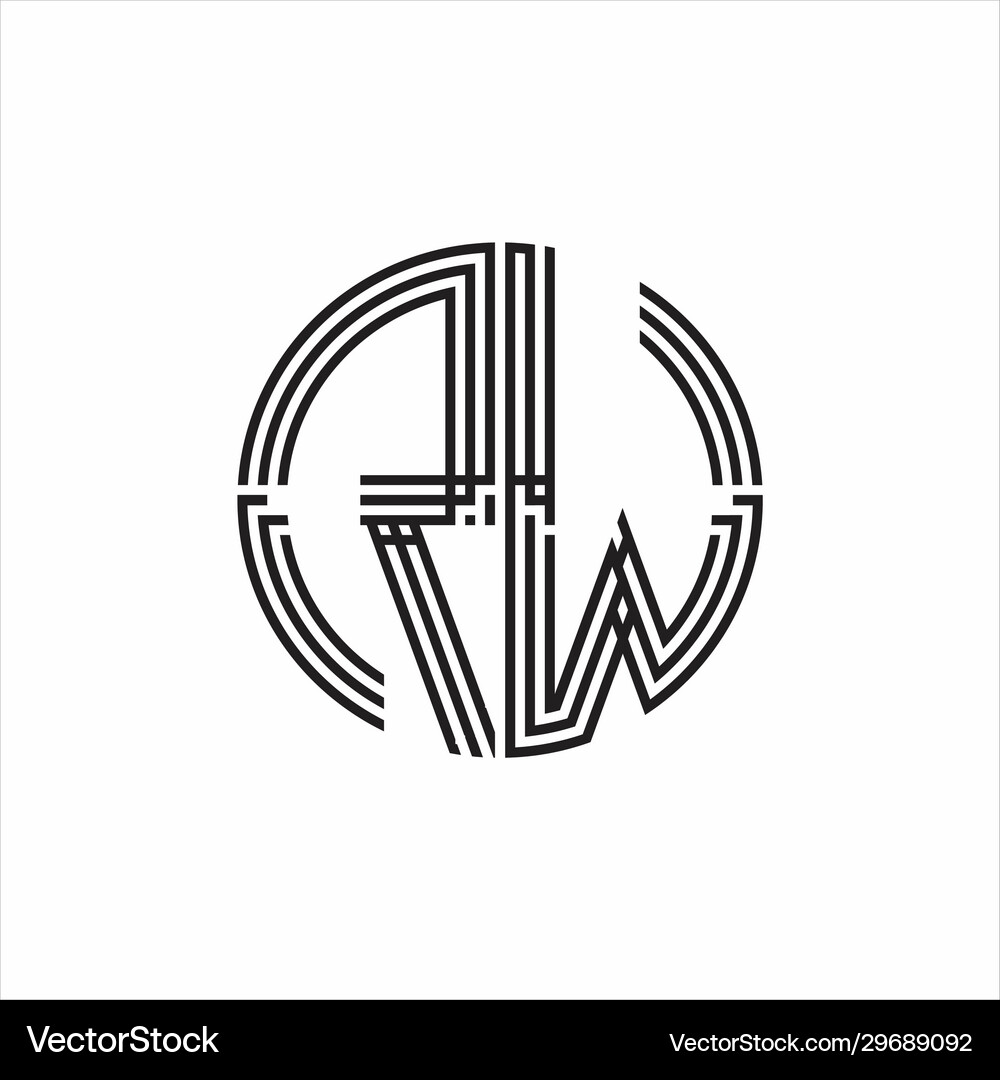 Rw logo monogram triple ribbon style line design Vector Image