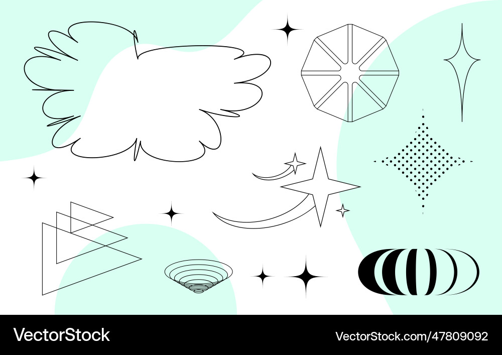 Universal trendy y2k abstract geometric shapes Vector Image