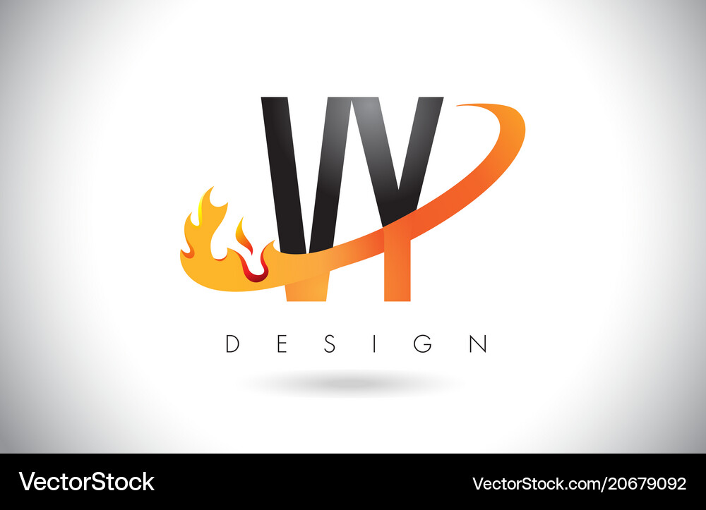 Vy v y letter logo with fire flames design Vector Image