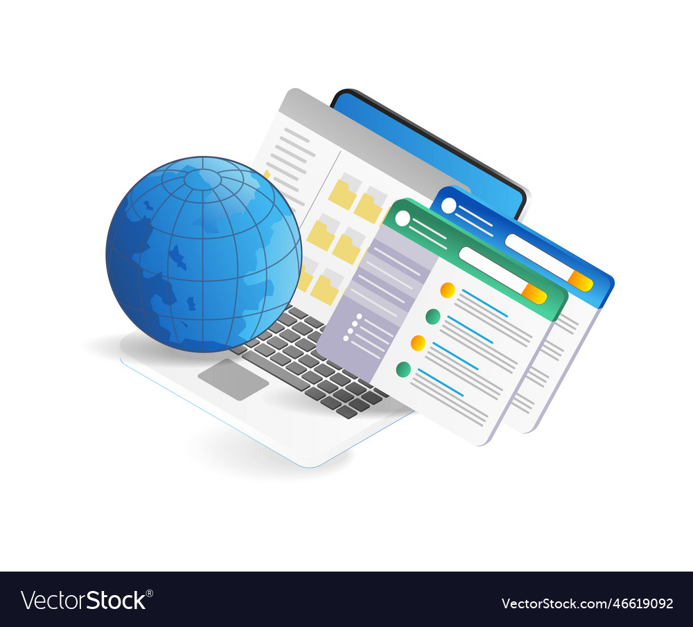 Web hosting concept isometric flat design Vector Image