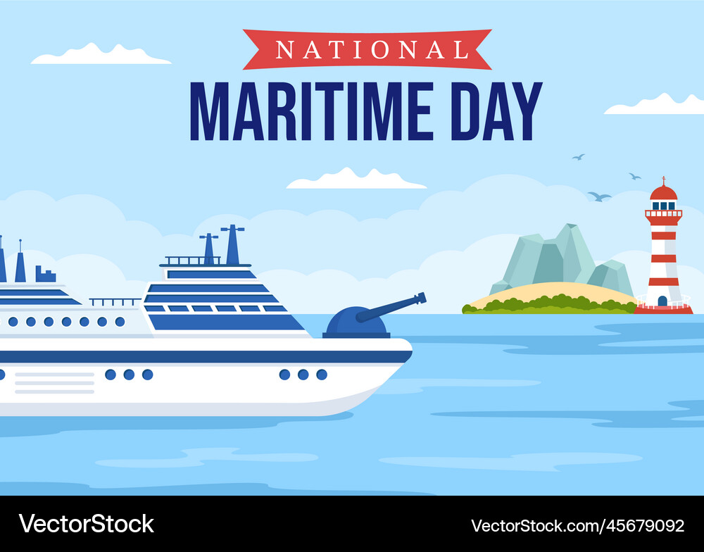 World maritime day with sea and ship for web Vector Image
