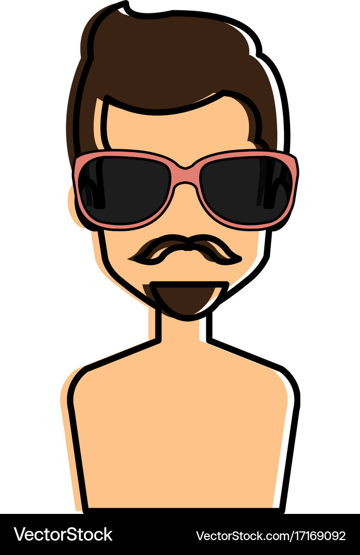 Young man shirtless with sunglasses avatar Vector Image